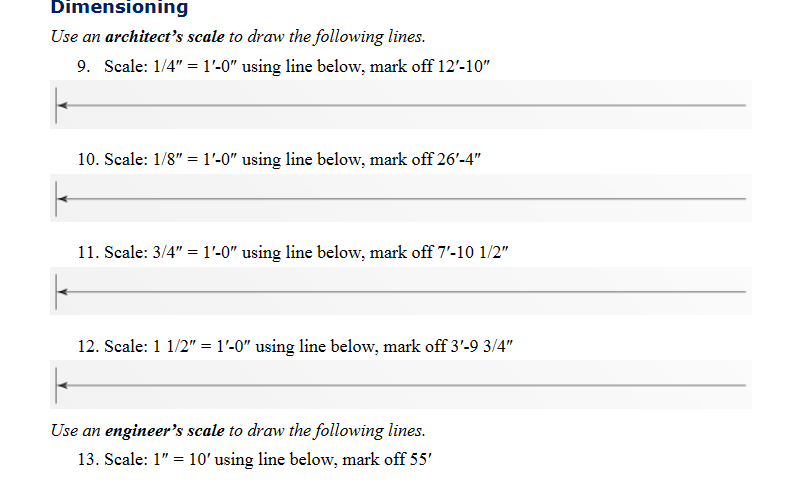 Solved Dimensioning Use an architect's scale to draw the | Chegg.com