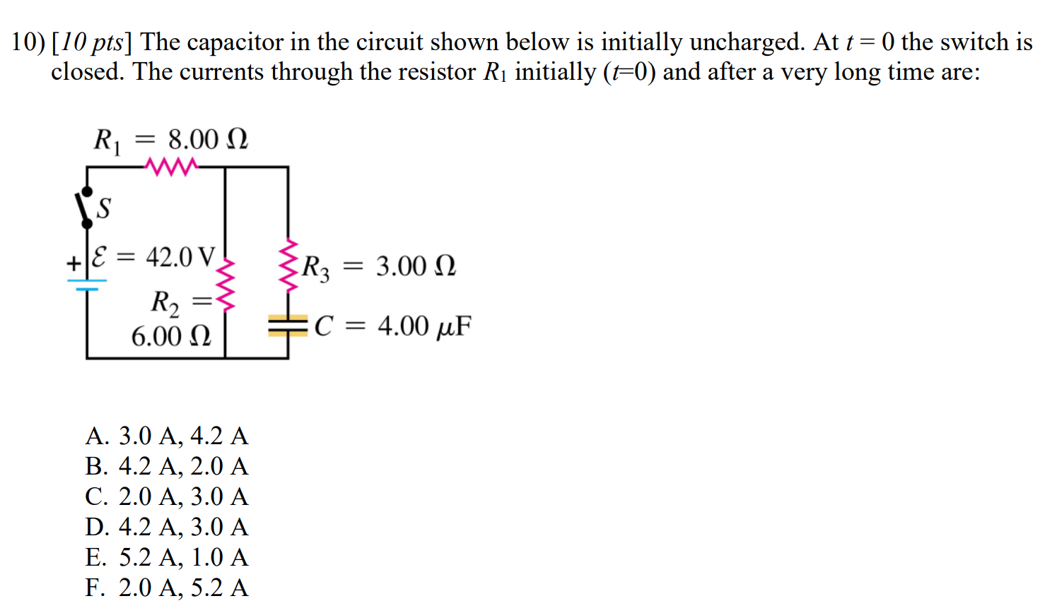 Solved 0) [10 pts ] The capacitor in the circuit shown below | Chegg.com