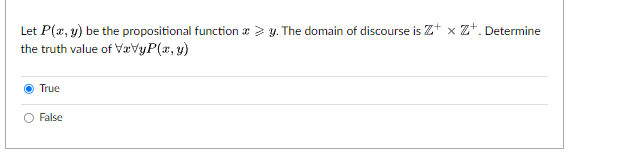 Solved Let P(x,y) be the propositional function x⩾y. The | Chegg.com
