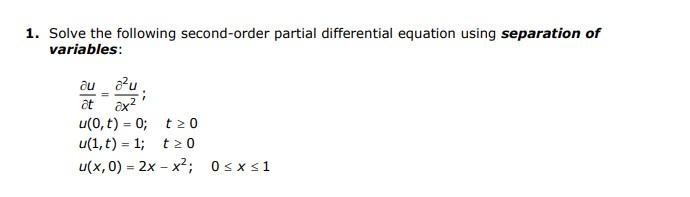 Solved 1. Solve the following second-order partial | Chegg.com