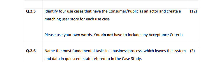 Solved Q.2.5 (12) ) Identify four use cases that have the | Chegg.com