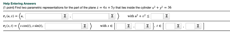 Solved Help Entering Answers (1 point) Find two parametric | Chegg.com