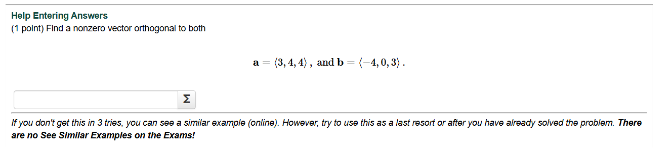 Solved Help Entering Answers(1 ﻿point) ﻿Find a nonzero | Chegg.com