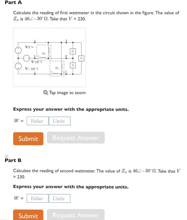Solved Part A Calculate the reading of first wattmeter in | Chegg.com