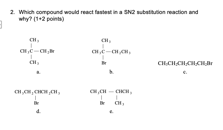 Solved Which compound would react fastest in a SN2 | Chegg.com
