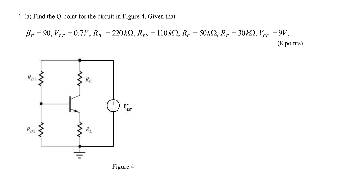 Solved 4. (a) Find the Q-point for the circuit in Figure 4. | Chegg.com