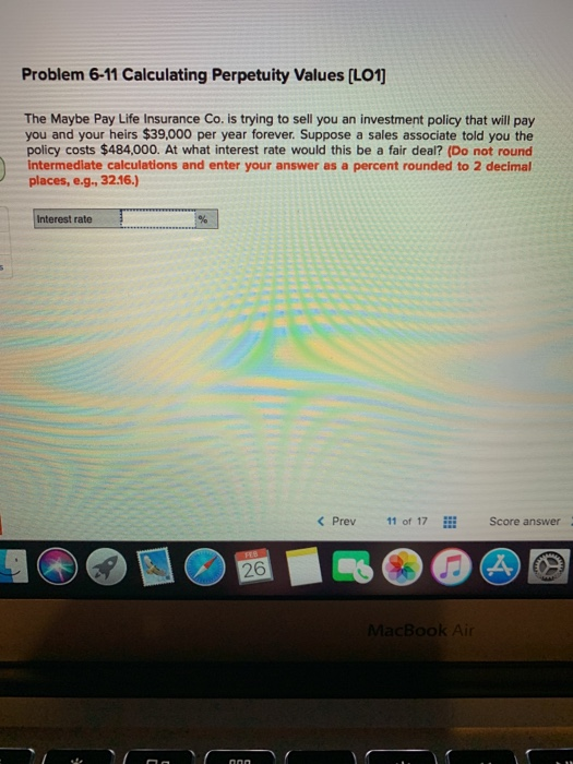 Solved Problem 6-11 Calculating Perpetuity Values [LO1) The | Chegg.com