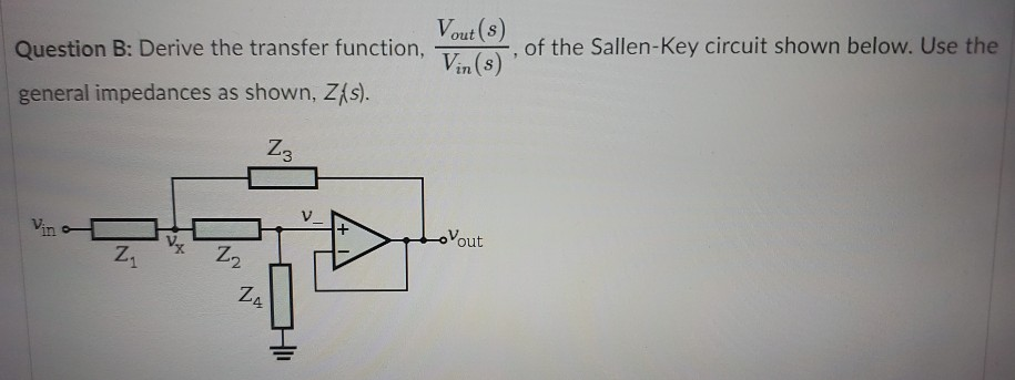 Solved of the Sallen-Key circuit shown below. Use the | Chegg.com