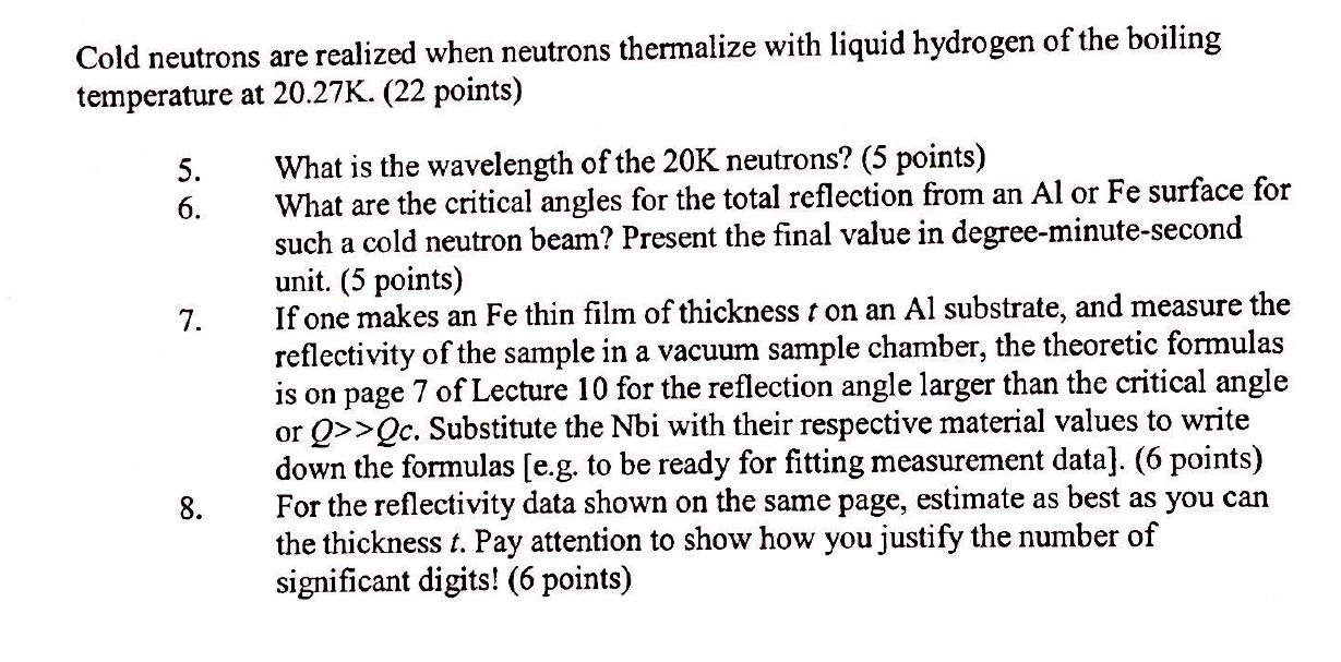 Solved Cold neutrons are realized when neutrons thermalize | Chegg.com