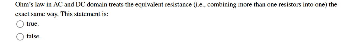 Solved Ohm's law in AC and DC domain treats the equivalent | Chegg.com
