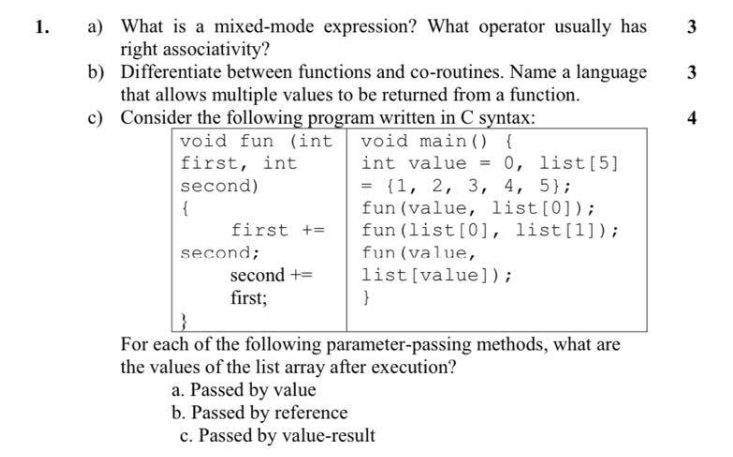 Solved 1. 3 3 4 a) What is a mixed-mode expression? What | Chegg.com
