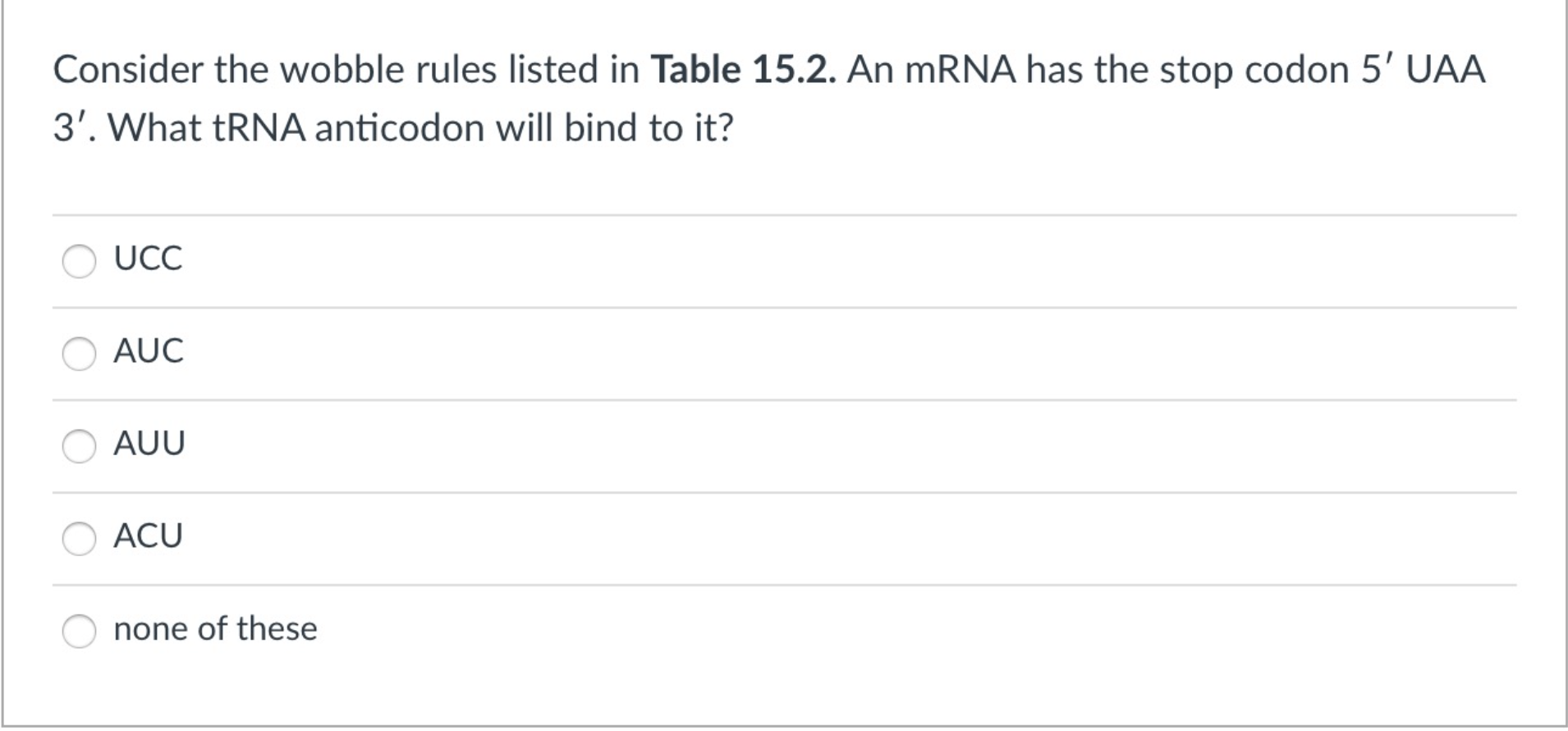 Solved Consider the wobble rules listed in Table 15.2. An | Chegg.com
