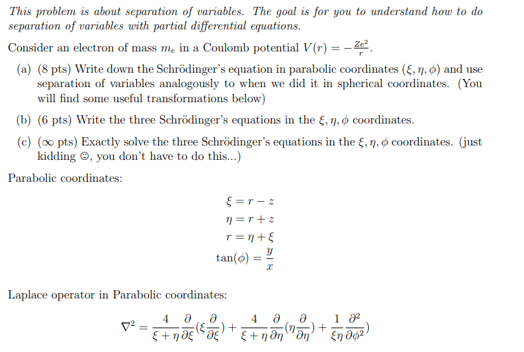 Solved This problem is about separation of variables. The | Chegg.com