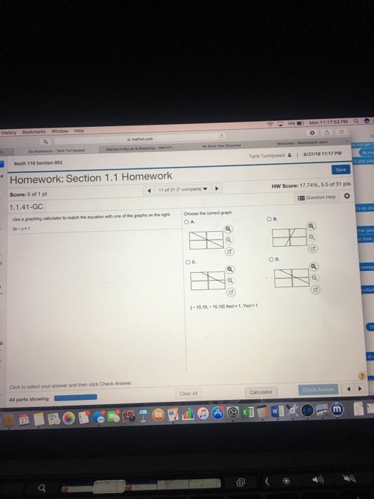 Solved Math 110 Section 003 Homework: Section 1.1 Score: 0 | Chegg.com
