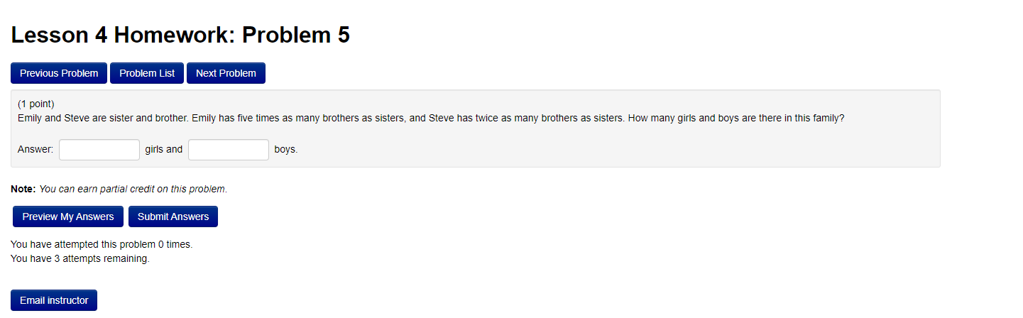 Lesson 4 Homework: Problem 5 Previous Problem Problem | Chegg.com