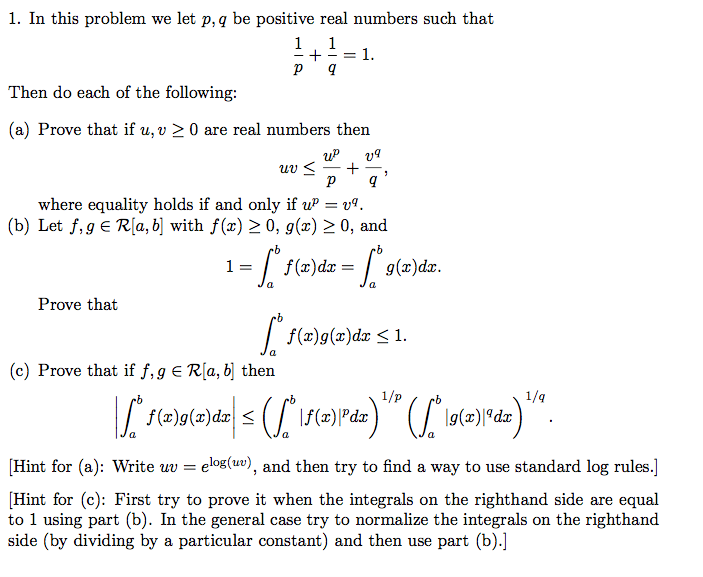 Solved 1. In this problem we let p, q be positive real | Chegg.com