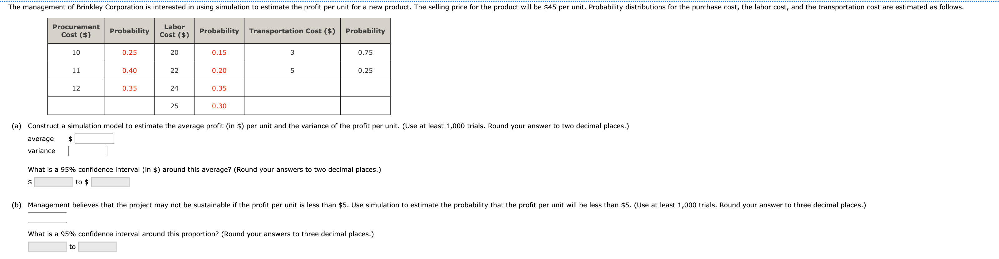 Solved A Construct A Simulation Model To Estimate The 