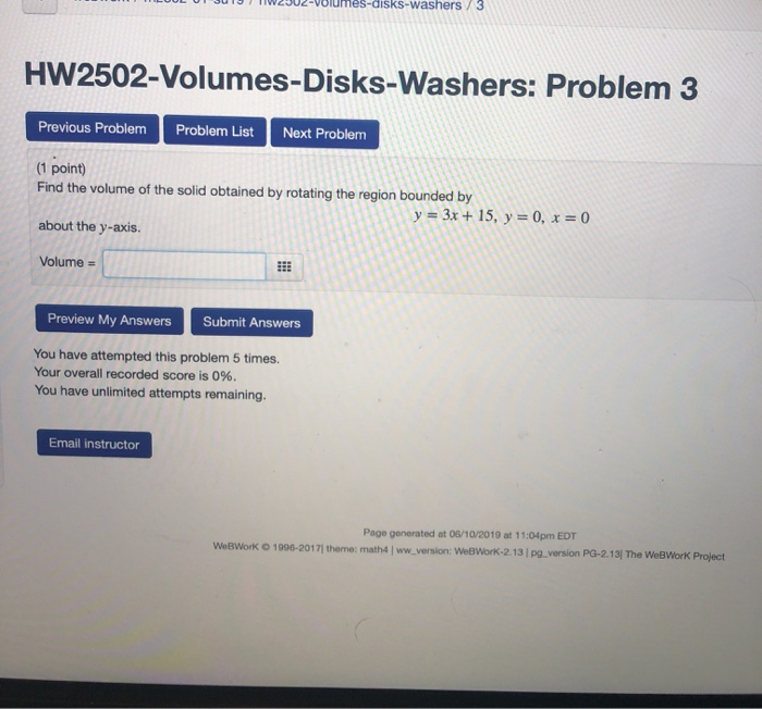 Solved mes-disks-washers/3 HW2502-Volumes-Disks-Washers: | Chegg.com