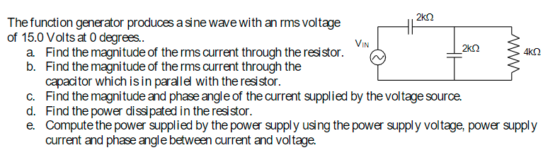 Solved The function generator produces a sine wave with an | Chegg.com