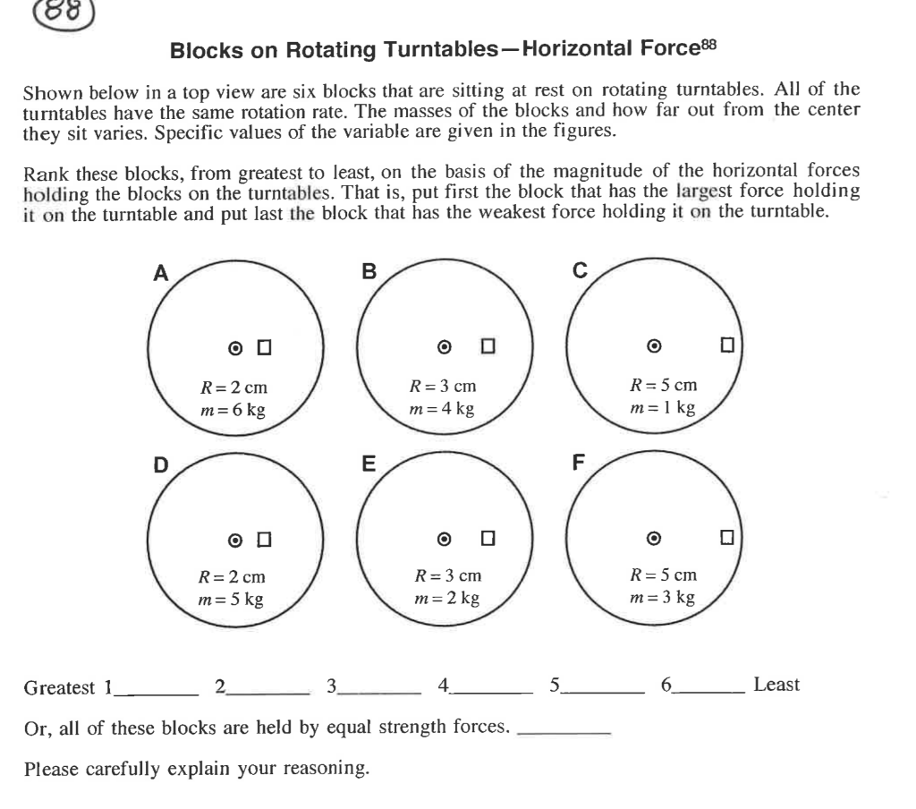 Solved 88 Blocks on Rotating Turntables - Horizontal Force88 | Chegg.com