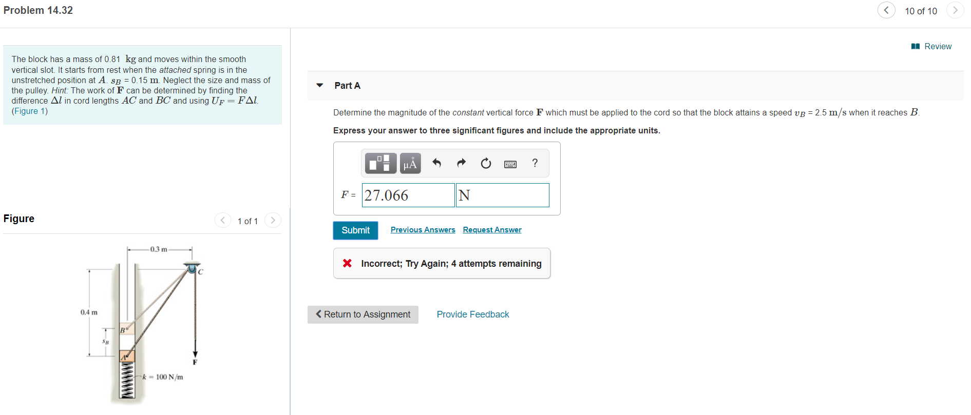 Solved Problem 14.32 Review The block has a | Chegg.com
