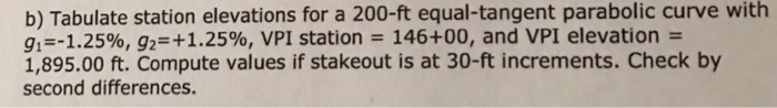 Solved Tabulate station elevations for a 200-ft | Chegg.com