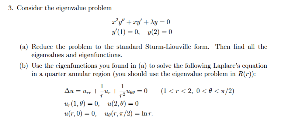 3. Consider the eigenvalue problem | Chegg.com