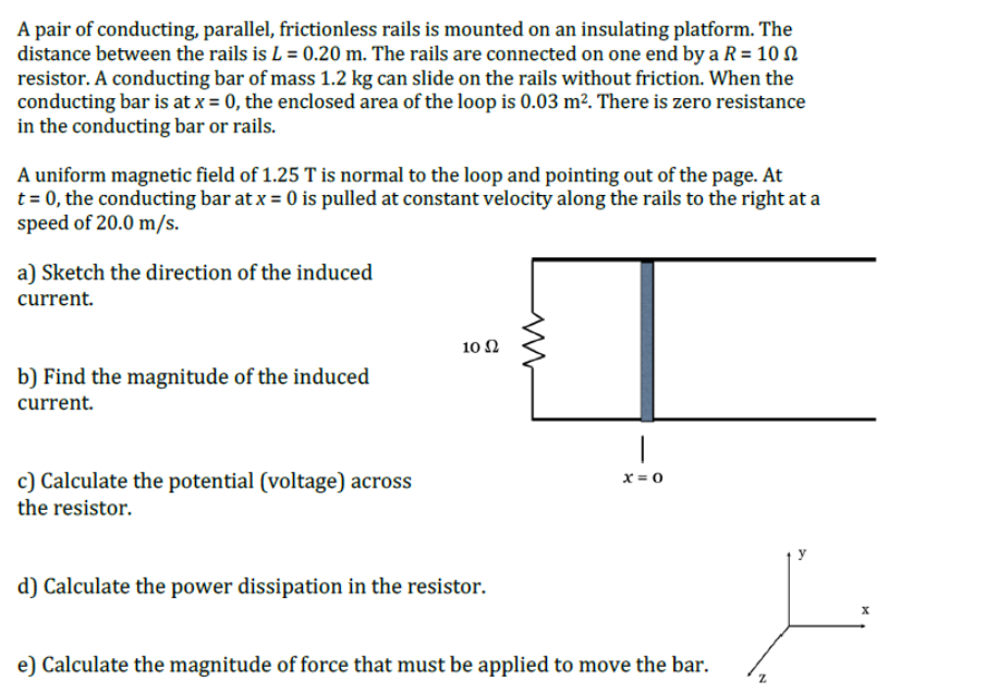 Solved A pair of conducting, parallel, frictionless rails is | Chegg.com