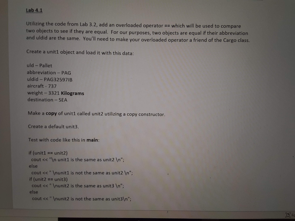 Solved Hi I need help with Lab 4.1 for C++. Pallet | Chegg.com