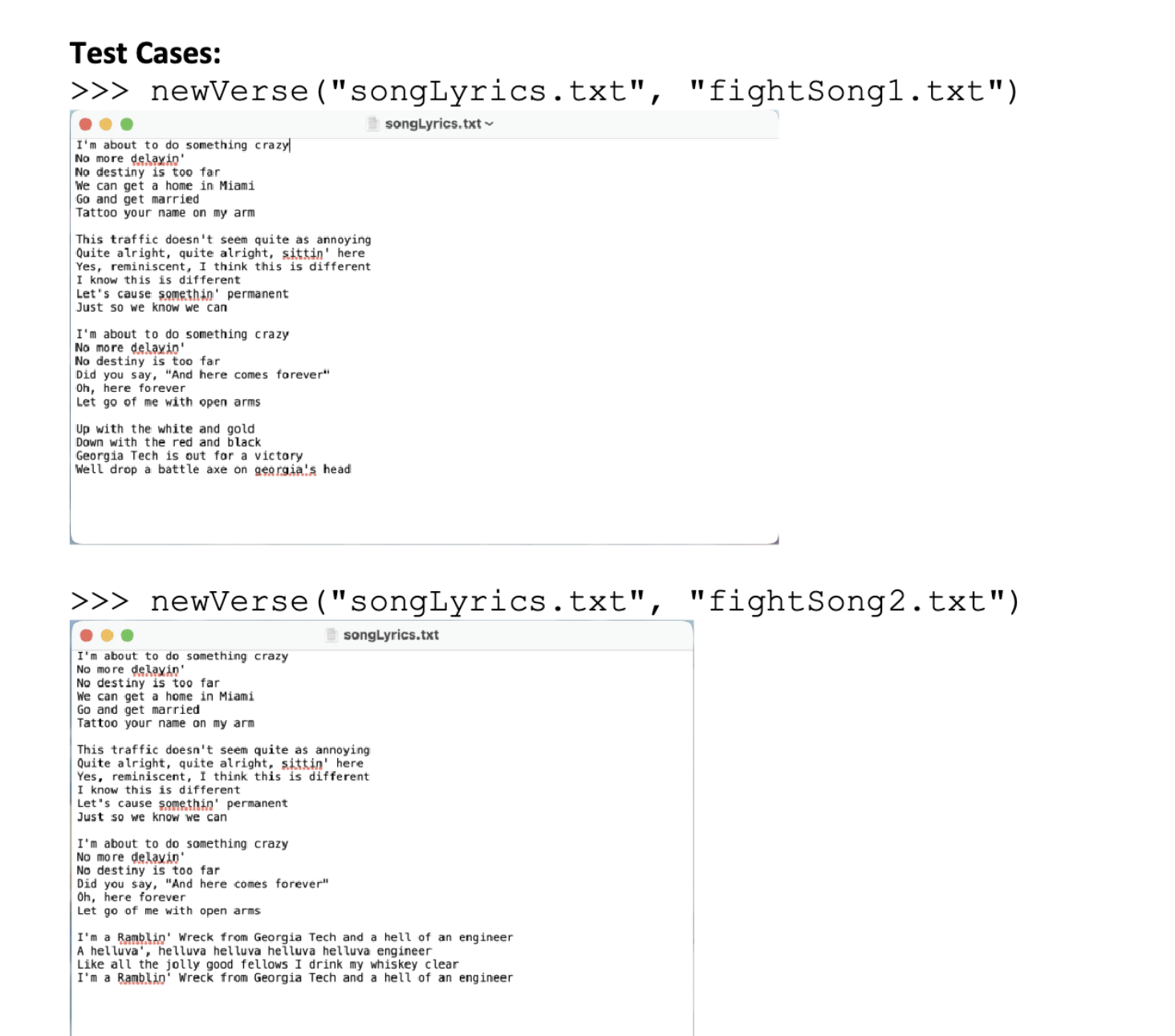 Solved PROBLEM 4: Versatile Verse Function Name: newVerse() | Chegg.com