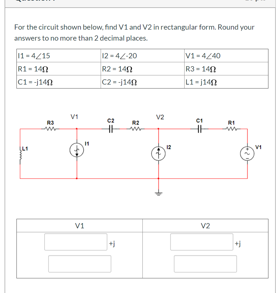 Solved For the circuit shown below, find V1 and V2 in | Chegg.com