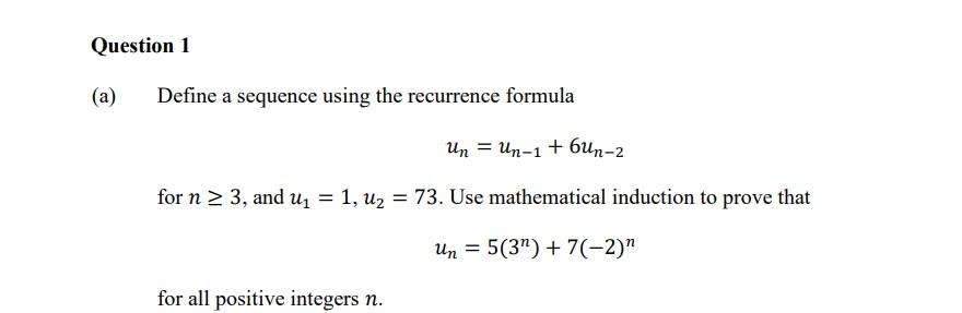 Solved (a) Define a sequence using the recurrence formula | Chegg.com