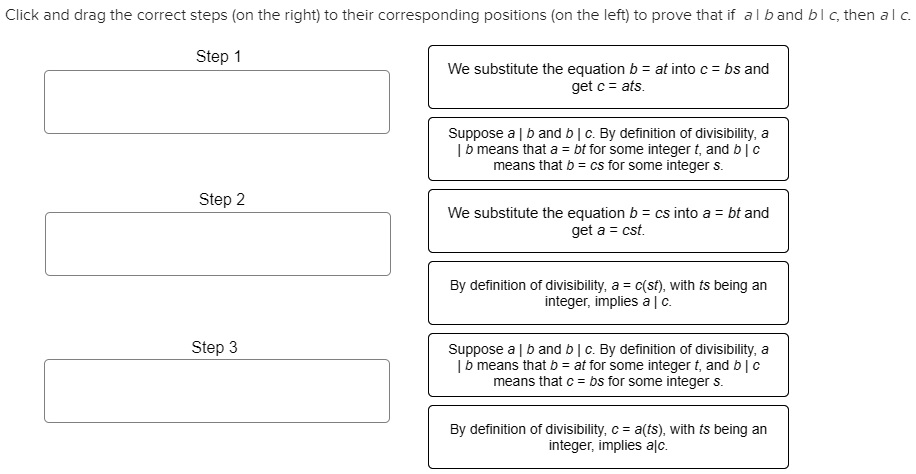 Solved Click and drag the correct steps (on the right) to | Chegg.com