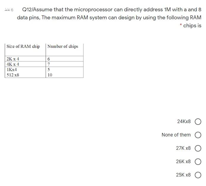 Solved La 6 Q12/Assume that the microprocessor can directly | Chegg.com