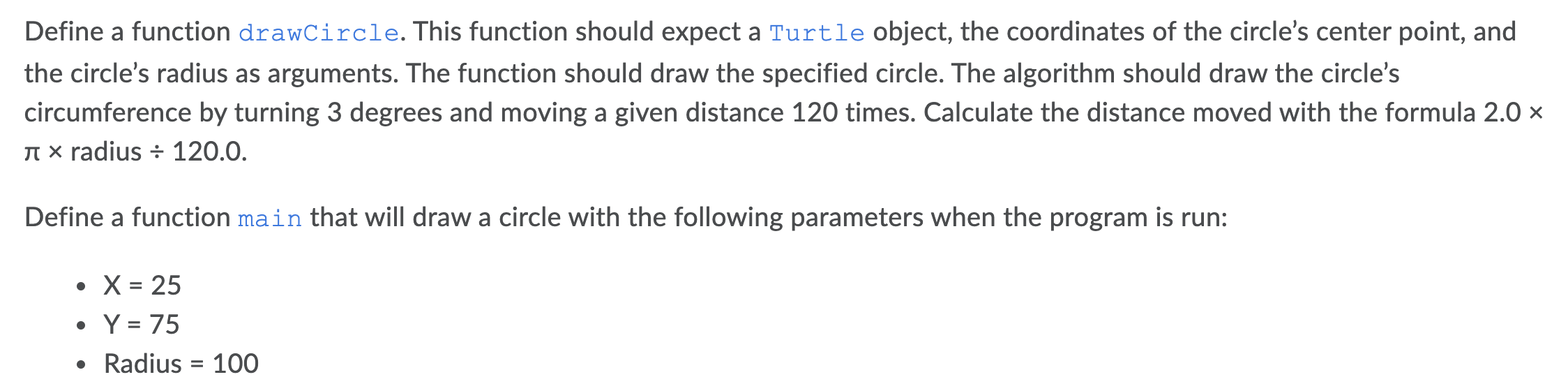 Define a function drawCircle. This function should | Chegg.com