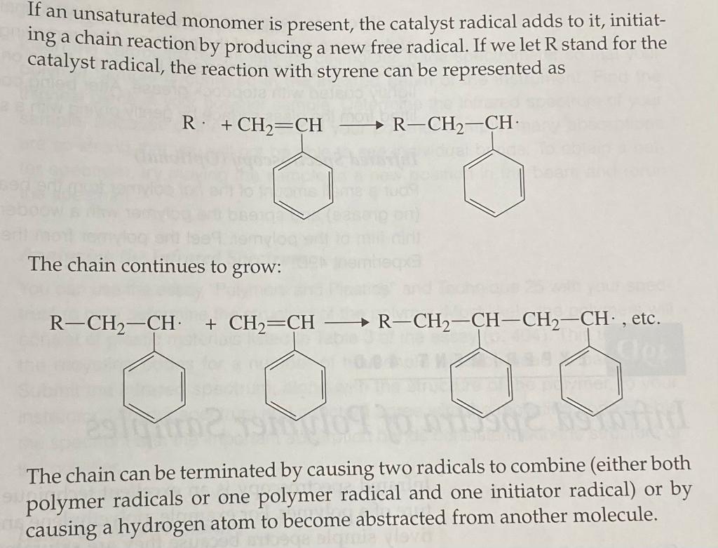 Solved 49C EXPERIMENI 490 Polystyrene An addition polymer, | Chegg.com