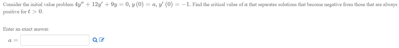 Solved Consider the initial value problem 4y" + 12y' + 9y = | Chegg.com