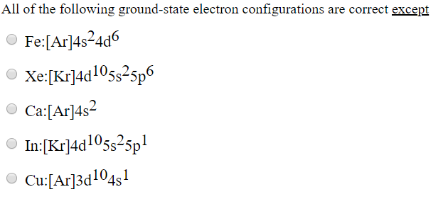 Solved All of the following ground-state electron | Chegg.com