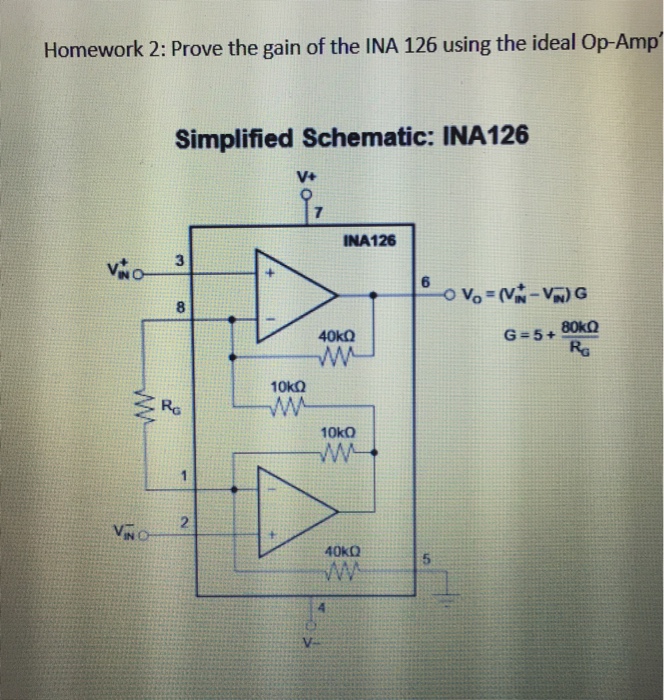 Solved Prove the gain of the INA 126 using the ideal | Chegg.com