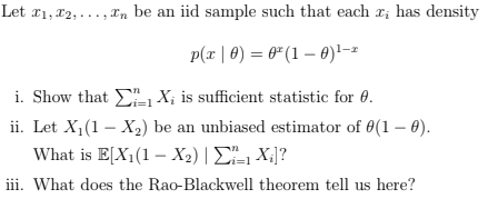 Solved Let 11, 12,..., In be an iid sample such that each r; | Chegg.com