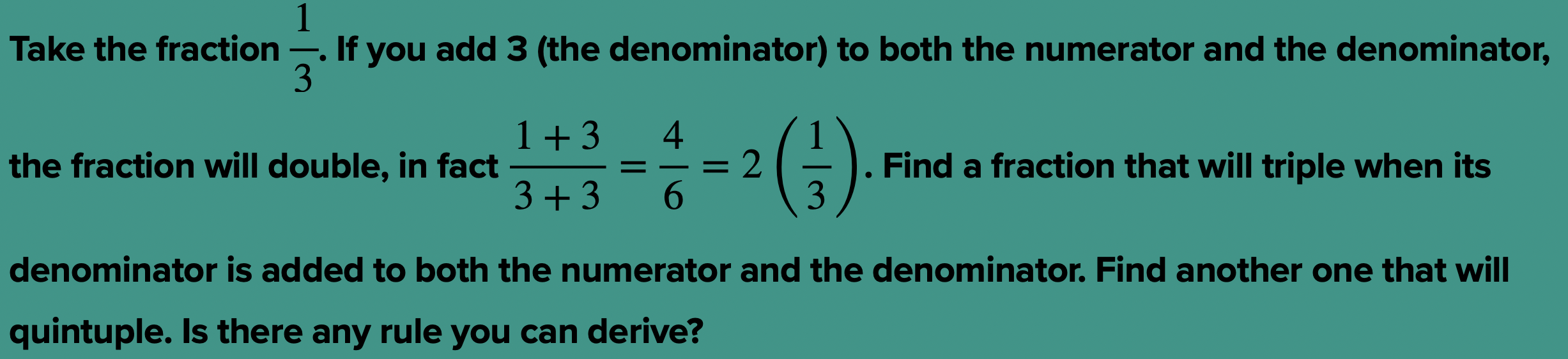 Solved Take the fraction 31. If you add 3 (the denominator) | Chegg.com