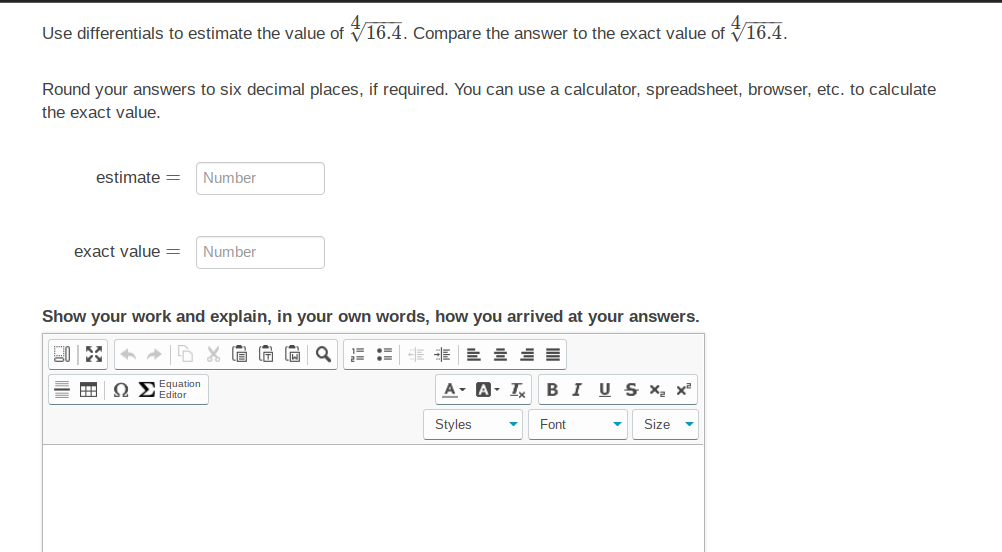 Solved Use differentials to estimate the value of 416.4. | Chegg.com