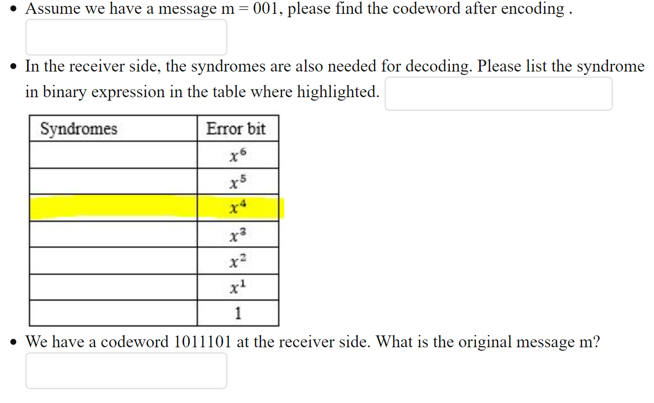 A (7,3) cyclic code, the g(x)=x* +x+x2 +1. 1. Is the | Chegg.com