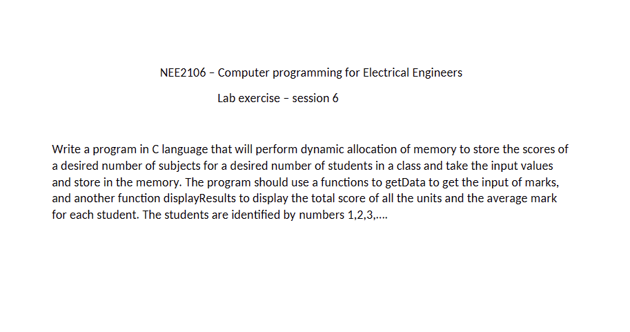 Solved Write a program in C language that will perform | Chegg.com