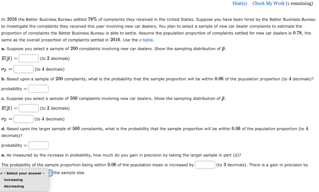 Solved Hint(s) Check My Work (1 remaining) In 2016 the | Chegg.com