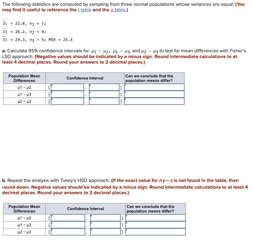 Solved The following statistics are computed by sampling | Chegg.com