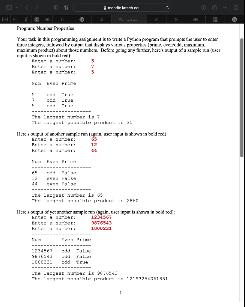 Solved Program: Number Propertles Your task in this | Chegg.com