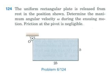 Solved 124 The uniform rectangular plate is released from | Chegg.com