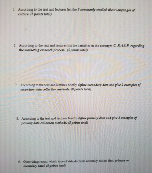 According to the text and lectures list the 5 | Chegg.com