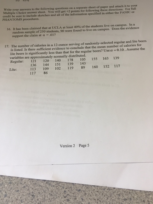 Solved Write your answers to the following questions on a | Chegg.com